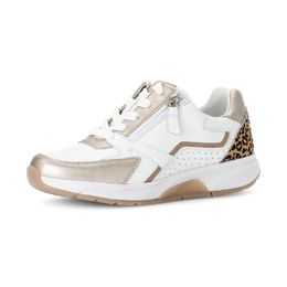 Keilsneaker ROLLINGSOFT, Damen, Gr. 41, wei&szlig;, puder, Leder, Textil, Ziegenveloursleder, Schuhe, Freizeitschuh, Halbschuh, Schn&uuml;rschuh mit Kontrastbes&auml;tzen