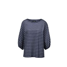 Kurzarmshirt GOLDNER "Shirt aus Effektgarn", Damen, Gr. 42, blau (marine, wei&szlig;, geringelt), Obermaterial: 100% Baumwolle CO., U-Boot-Ausschnitt, Gummizug, Shirts, Fledermaus&auml;rmel