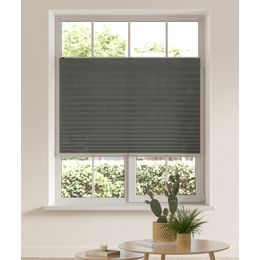 Plissee OTTO HOME "DAHRA - in Crush-Optik" Gr. 9, grau (dunkelgrau), B:120cm H:130cm, Obermaterial: 100% Polyester, Plissees, Fixma&szlig;, Bestseller mit &uuml;ber 5500 4,5-Sterne-Bewertungen, Klemmtr&auml;ger