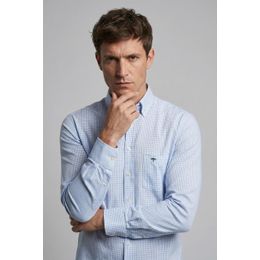 Langarmhemd Fynch-Hatton, Herren, Gr. 3XL, N-Gr, blau check, Web, Obermaterial: 100% Baumwolle, gestreift, normal h&uuml;ftbedeckend, Rundhals, 2-Knopf-Manschette, Hemden, normale Passform, aus Baumwolle, mit Brusttasche
