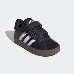 Klettschuh adidas Sportswear "VL COURT 3.0 KIDS", M&auml;dchen, Gr. 22, schwarz-wei&szlig; (cschwarz, ftwwht, cschwarz), Leder, Synthetik, Schuhe Klettschuh, inspiriert vom Design des adidas samba, f&uuml;r Kinder