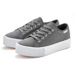 Sneaker Lascana, Damen, Gr. 38, grau (anthrazit), Obermaterial: 100% Textilmaterial. Decksohle: 100% Textilmaterial. Futter: 100% Textilmaterial. Laufsohle: 100% Synthetik, unifarben, Schuhe Sneaker, Schn&uuml;rhalbschuh, Freizeitschuh aus Textil mit Plateausohle