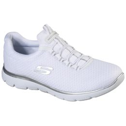 Slip-On Sneaker Skechers "SUMMITS", Damen, Gr. 35, silber (wei&szlig;, silberfarben), Textil, Schuhe, Freizeitschuh, Komfortschuh mit sto&szlig;d&auml;mpfender Zwischensohle
