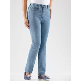 5-Pocket-Jeans Casual Looks, Damen, Gr. 42, Normalgr&ouml;&szlig;en, blau (blau, bleached), 98% Baumwolle, 2% Elasthan, unifarben, lang, Jeans 5-Pocket-Jeans