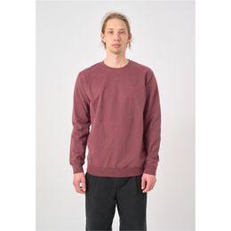Sweatshirt Cleptomanicx "Ligull", Herren, Gr. L, bunt (dunkelbraun, rot), 100% Baumwolle, meliert, normal, Rundhals, Sweatshirts Sweatshirt, mit kleiner M&ouml;wen-Stickerei