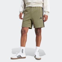 Shorts adidas Sportswear "ESSENTIALS 3-STREIFEN FRENCH TERRY", Herren, Gr. M, N-Gr, gr&uuml;n (olive strata, schwarz, normal, gr.), Obermaterial: 55% Baumwolle, 36% Polyester, 9% Viskose, Hosen Shorts, f&uuml;r Laufaktivit&auml;ten und sportliche Anl&auml;sse, mit Kordelverschluss