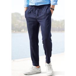 Jogger Pants John Devin "Jogg Pants", Herren, Gr. L (52/54), N-Gr, blau (navy), Web, Obermaterial: 64% Polyester, 33% Viskose, 3% Elasthan, unifarben, slim fit lang, Hosen, Slim Fit, aus leichter Webqualit&auml;t