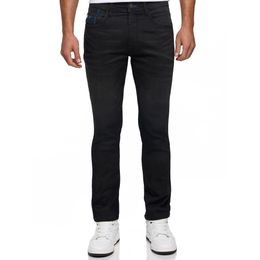 Regular-fit-Jeans INDICODE "INCoil", Herren, Gr. 28, L&auml;nge 34, schwarz, Denim/Jeans, Obermaterial: 77% Baumwolle, 21% Polyester, 2% Elasthan, Abriebeffekte, regular fit kn&ouml;chellang, Jeans, Baumwollmischung, regular fit