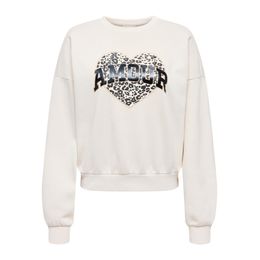 Only Damen Sweatshirt "ONLLAUREN L/S LEO O-NECK CC SWT"birch print:amour, lau leo, Gr. S, Sweatware, Obermaterial: 60% Baumwolle, 40% Polyester,