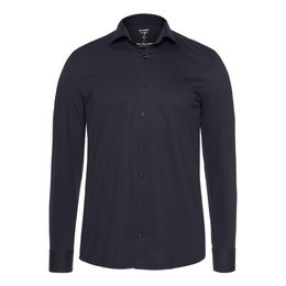 Businesshemd OLYMP "Level Five body fit Jerseyshirt", Herren, Gr. 40, N-Gr, blau (marine), Web, Obermaterial: 92% Baumwolle, 8% Elasthan, schmal, Hemden, in Jersey Qualit&auml;t