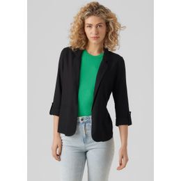 V&eacute;ro Moda Kurzblazer VERO MODA "VMJESMILO 3/4 LOOSE BLAZER WVN NOOS", Damen, Gr. XL, schwarz, Web, Obermaterial: 55% Viskose, 45% Leinen, unifarben, regular fit normal, V-Ausschnitt, Blazer Kurzblazer, mit Leinen