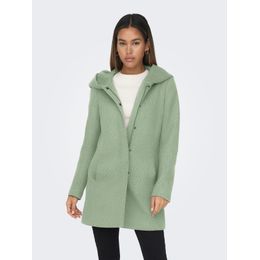 Langjacke Only "ONLSEDONA LIGHT COAT OTW NOOS", Damen, Gr. XS, laurel gr&uuml;n detail:melange with pumice stone, Web, Obermaterial: 85% Polyester, 15% Baumwolle, meliert, figurumspielend Po-bedeckend, gerader Abschluss, Jacken Langjacke, Materialmix