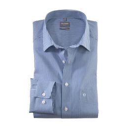 Businesshemd OLYMP "Luxor comfort fit", Herren, Gr. 39, N-Gr, blau (marine), Web, Obermaterial: 100% Baumwolle, Hemden