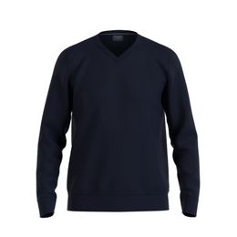 V-Ausschnitt-Pullover OLYMP "OLYMP Strick Casual", Herren, Gr. S, blau (marine), Obermaterial: 100% Schurwolle, tailliert, V-Ausschnitt, Pullover, klassischer Strickpullover