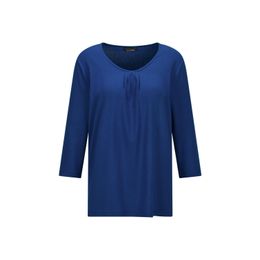 Kurzarmshirt GOLDNER "Kurzgr&ouml;&szlig;e Viskose-Oberteil mit Halbarm", Damen, Gr. 20, blau (royalblau), Obermaterial: 95% Viskose CV. 5% Elasthan EL., Modisch, Shirts, Falten