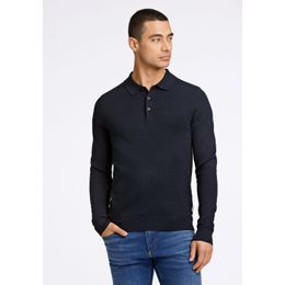 Poloshirt LINDBERGH "Strickpullover Slim Fit", Herren, Gr. M, navy, Obermaterial: 80% Viskose, 20% Nylon, unifarben, schmal, V-Ausschnitt, Shirts