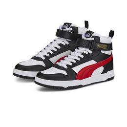 Sneaker Puma "RBD GAME", Herren, Gr. 44, bunt (Puma wei&szlig;, high risk rot, Puma schwarz, Puma team gold), Leder, Synthetik, Schuhe Sneaker