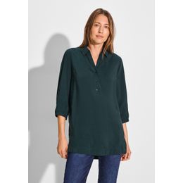 Longbluse Cecil, Damen, Gr. XS (36), gr&uuml;n (fir gr&uuml;n), Stoff, 84% Modal, 16% Polyester, unifarben, gerade normal, V-Ausschnitt, B&uuml;ndchen, Blusen Longbluse, mit 3/4 &Auml;rmeln