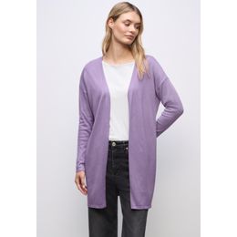 Strickjacke Street One, Damen, Gr. 40, lila (light violet), Stoff, 70% Viskose, 30% Nylon, unifarben, gerade h&uuml;ftbedeckend, V-Ausschnitt, B&uuml;ndchen, Strickjacken Strickjacke, verschlusslos