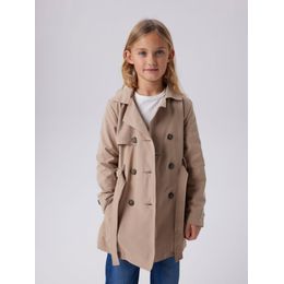 Parka name it "NKFMADELIN TRENCH COAT NOOS", M&auml;dchen, Gr. 128, braun (savannah tan), Web, Obermaterial: 85% Polyester, 15% Baumwolle, unifarben, regular fit ca. Mitte Oberschenkel, mit Riegel, M&auml;ntel Parka