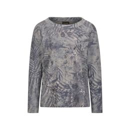 Print-Shirt GOLDNER "Kurzgr&ouml;&szlig;e Langarm Printshirt, U-Boot-Ausschnitt", Damen, Gr. 20, grau (grau, gemustert), Obermaterial: 60% Polyester PES. 35% Baumwolle CO. 5% Elasthan EL., U-Boot-Ausschnitt, Shirts, U-Boot-Ausschnitt