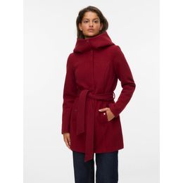 V&eacute;ro Moda Langjacke VERO MODA "VMPOPLIVA JACKET GA BOO", Damen, Gr. L, rot (syrah), Web, Obermaterial: 100% Polyester, unifarben, regular fit, Jacken Langjacke