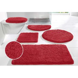 Badematte my home "Sanremo, Badvorleger, Badezimmer Teppich, sehr weich" Gr. 61, rot, H:30mm, Polyester, Badematten, Badematte, Badteppich, unifarben, rechteckig, rund & als 3-tlg. Set erh&auml;ltlich