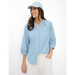Shirtbluse Brax "Style VELIA", Damen, Gr. 38, dunkelblau, Web, 100% Baumwolle, V-Ausschnitt, Blusen