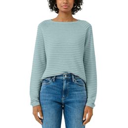 Strickpullover QS, Damen, Gr. M (38), light petrol, Strick, Obermaterial: 65% Polyester, 35% Viskose, regular fit h&uuml;ftlang, Rundhals, Rollkante, Pullover Strickpullover, mit Strukturmuster