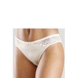 Slip Lascana "Alana", Damen, Gr. 36/38, beige (champagner), Spitze, Obermaterial: 50% Polyamid, 40% Seide, 10% Elasthan, Unterhosen Slip, mit hohem Seidenanteil und edler Spitze