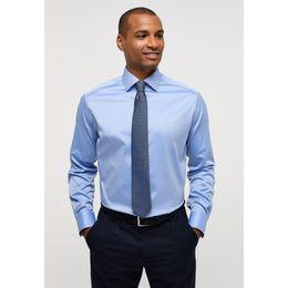 Langarmhemd Eterna "MODERN FIT", Herren, Gr. 39, Normalgr&ouml;&szlig;en, blau (mittelblau), Twill, 100% Baumwolle, tailliert, Manschette, Hemden, NON IRON (b&uuml;gelfrei)