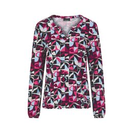 Print-Shirt GOLDNER "Kurzgr&ouml;&szlig;e Druckshirt aus Viskose mit Rundhals", Damen, Gr. 20, pink (pink, gemustert), Obermaterial: 95% Viskose CV. 5% Elasthan EL., V-Ausschnitt, Shirts, Grafisches Dessin