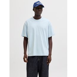 Jack & Jones Rundhalsshirt JACK & JONES "JJEURBAN EDGE TEE SS O-NECK NOOS", Herren, Gr. S, celestial blau, Jersey, Obermaterial: 100% Baumwolle, unifarben, relaxed fit taillenbedeckt, Rundhals, gerader Abschluss, Shirts Rundhalsshirt, mit Rundhalsausschnitt
