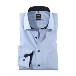 Businesshemd OLYMP "Luxor modern fit", Herren, Gr. 44, N-Gr, blau (hellblau), Web, Obermaterial: 100% Baumwolle, Hemden