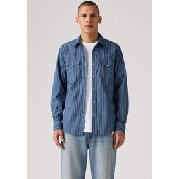 Levi's Jeanshemd LEVI'S "LE BARSTOW WESTERN STAND", Herren, Gr. L, N-Gr, bjorn geo stripe est, Web, Obermaterial: 100% Baumwolle, normal, Hemden Jeanshemd, mit Brusttaschen