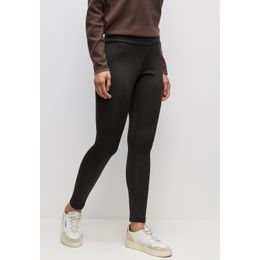 Leggings Street One, Damen, Gr. 46, schwarzest braun, Stoff, 92% Polyester, 8% Elasthan, unifarben, skinny fit lang, Hosen Leggings, Middle Waist