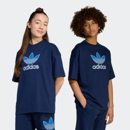 T-Shirt adidas originals "OVERSIZE TREFOIL", Jungen, Gr. 170, blau (night indigo, blau), Obermaterial: 100% Baumwolle, normal, Rundhals, Shirts T-Shirt, lockerer und l&auml;ssiger Schnitt, f&uuml;r Kinder, mit gro&szlig;em Trefoil-Logo