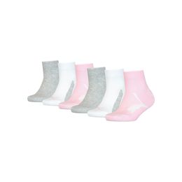 Kurzsocken Puma "KIDS BWT QUARTER 6P ECOM", M&auml;dchen, Gr. 31-34, pink (pink, grau), Baumwollmischung, uni und meliert, normal, Socken, mit eingestricktem Logo
