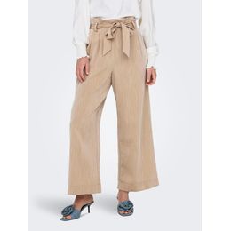 Paperbag-Hose Only "ONLMARSA SOLID PAPERBAG PANT WVN NOOS", Damen, Gr. S (36), N-Gr, wei&szlig; (safari), Web, Obermaterial: 53% Viskose, 35% Polyester, 12% Nylon, unifarben, regular fit kn&ouml;chellang, Hosen Paperbag-Hose, mit G&uuml;rtel