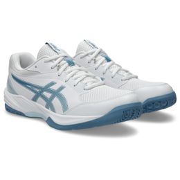 Hallenschuh asics "GEL-TASK 4", Herren, Gr. 46,5, wei&szlig;, saba blau, Textil, Schuhe Hallenschuh, f&uuml;r Hallensport