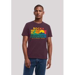 T-Shirt F4NT4STIC "US National Parks Rocky Mountain Sunset", Herren, Gr. S, braun (maroon), Obermaterial: 100% Baumwolle, regular fit, Rundhals, ohne B&uuml;ndchen, Shirts T-Shirt, Premium Qualit&auml;t