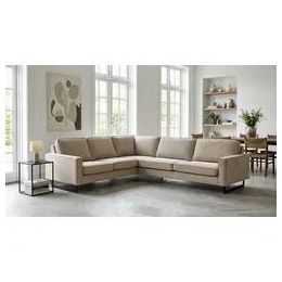 Ecksofa Home Affaire "Pinto, XXL, 250/290 cm, langer Schenkel, Ottomane", grau (hellgrau), B:290cm H:85cm T:250cm, Luxus-Microfaser in Lederoptik(100% Polyester);Cord (92% Polyester, 8% Polyamide), Sofas, Ecksofa, Cord, Chenille, Lederoptik, mit Keder, Metallf&uuml;&szlig;e, Wellenunterfederung