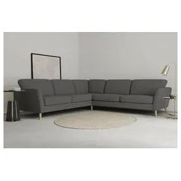 Ecksofa Home Affaire "MARSEILLE 278/278 cm, L-Form, Webstoff, Flachgewebe, Filzoptik", grau (dunkelgrau), B:278cm H:88cm T:278cm, 85% Polypropylene, 15% Polyester, Sofas, Ecksofa, gleichschenklig, Massivholzbeine, Landhausstil, Wellenunterfederung