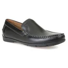 Mokassin Geox "U SIRON A", Herren, Gr. 45, schwarz, Leder, Schuhe Mokassin, Loafer, Business Schuh, Autofahrer Schuhe mit Ziernaht