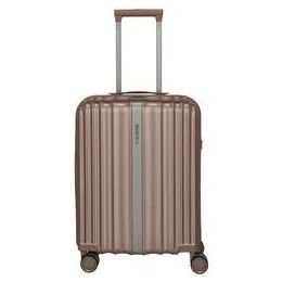 Hartschalen-Trolley Travelite "PAROS Reisekoffer Hartschale", Gr. B/H/T: 40cm x 55cm x 20cm 37 l, braun (cappuccino), ABS, metallic, Koffer, Kreuzspanngurten &ndash; robustes ABS-Reisegep&auml;ck