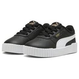 Sneaker Puma "Carina 3.0 Sneakers Klein M&auml;dchen", M&auml;dchen, Gr. 22, schwarz-wei&szlig; (schwarz, wei&szlig; gold), Obermaterial: Textil, Synthetik. Futter: Textil. Innensohle: Textil. Laufsohle: Gummi, Schuhe Sneaker