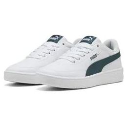 Sneaker Puma "Court Classic Clean Sneakers Jugendliche", Kinder, Gr. 37, wei&szlig; (wei&szlig; gr&uuml;n terrain), Obermaterial: Synthetik, Textil. Futter: Textil. Innensohle: Textil. Laufsohle: Gummi, Schuhe Sneaker