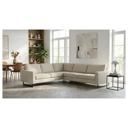 Ecksofa Home Affaire "Pinto, XXL, 250/290 cm, langer Schenkel, Ottomane", creme, B:290cm H:85cm T:250cm, 100% Polyester, Sofas, Ecksofa, Cord, Chenille, Lederoptik, mit Keder, Metallf&uuml;&szlig;e, Wellenunterfederung