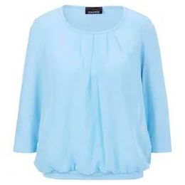 Kurzarmbluse GOLDNER "Chiffon-Shirt mit 3/4-Arm, Rundhals", Damen, Gr. 52, blau (bleu), Obermaterial: 95% Viskose CV. 5% Elasthan EL., Casual, Sonstiges, Blusen, keine/nicht relevant