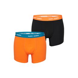 Happy Shorts Boxershorts Herren Gr&ouml;&szlig;e XL t&uuml;rkis / orange / schwarz